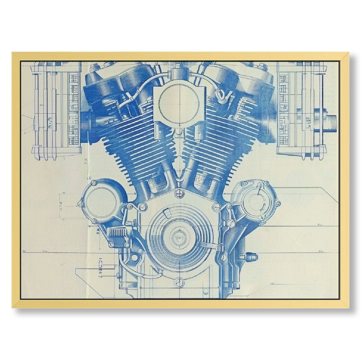 Blueprint Poster - Retro Patent Print - Engine, Italian Motorcycle ...