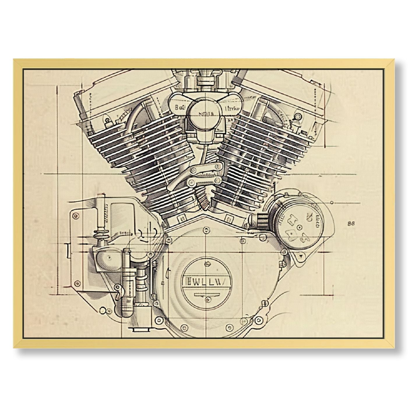 Blueprint Poster - Retro Patent Print - , Italian Motorcycle, Technical ...