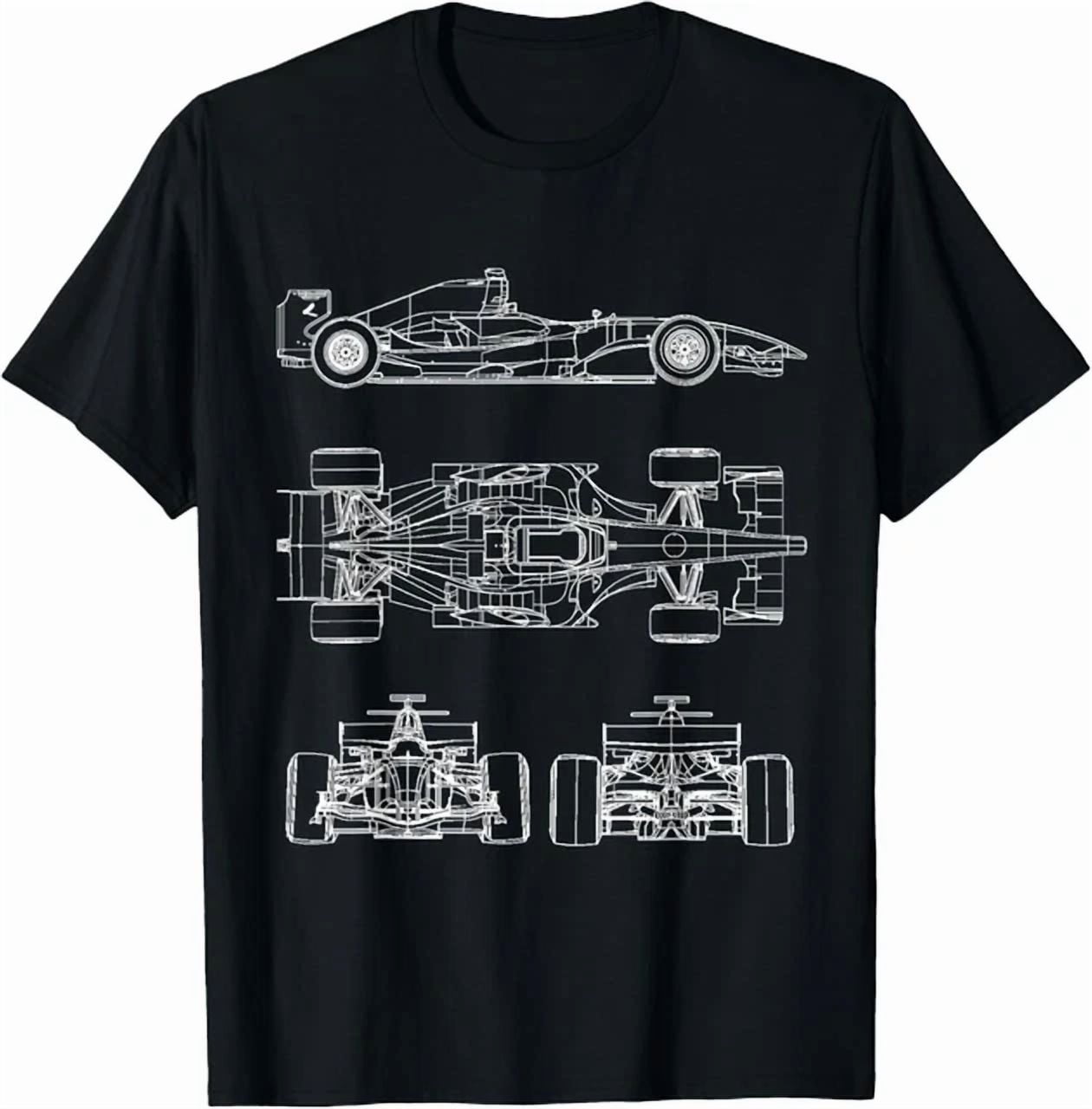 Blueprint Racing Car Formula Project Front Back Side View Gift Unisex T ...