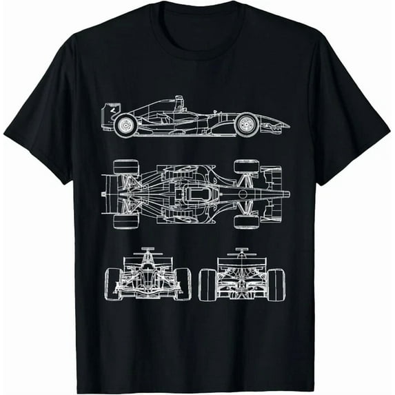 Blueprint Racing Car Formula Project Front Back Side View Gift Unisex T ...