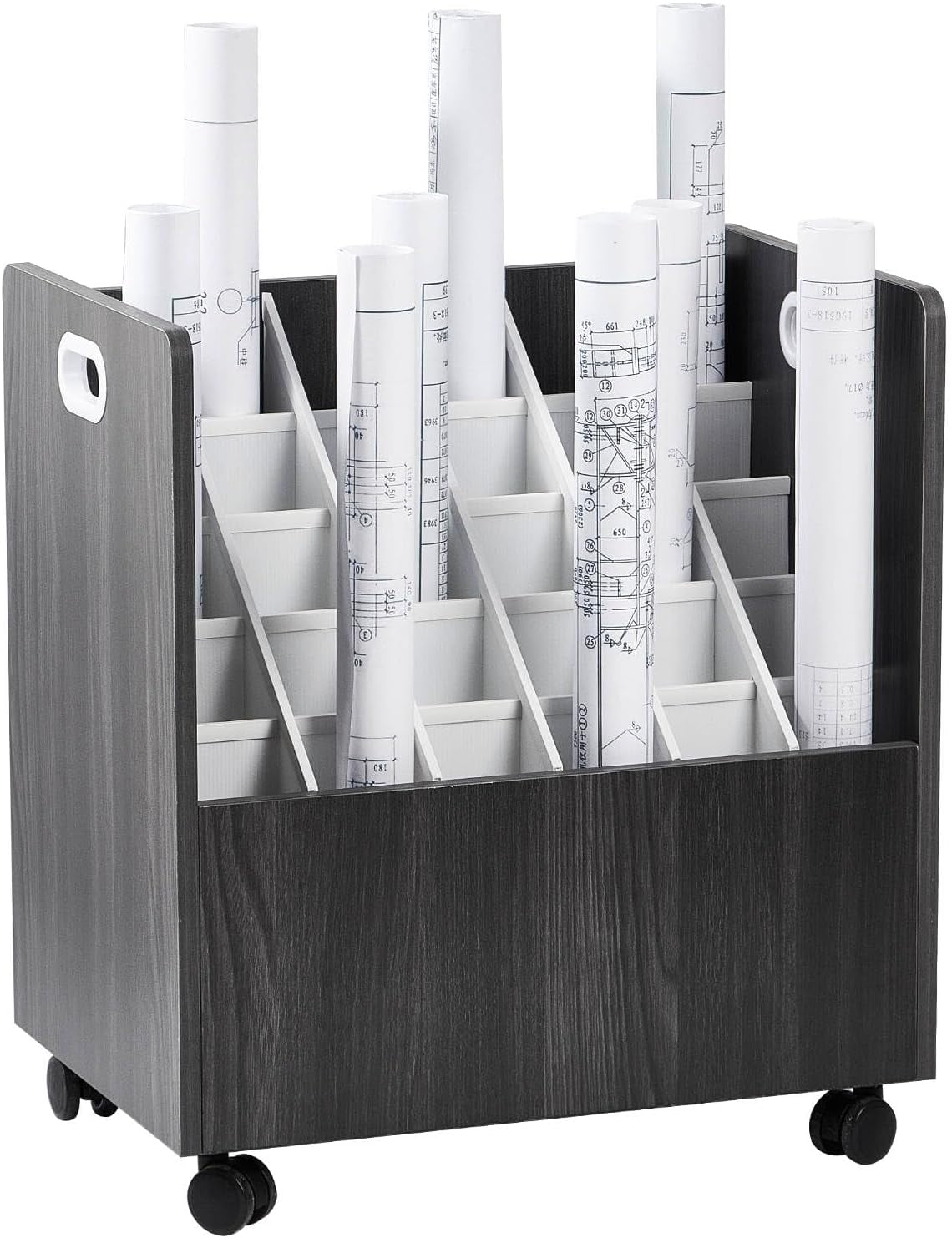 Blueprint Storage Cabinet, Wooden Mobile Blueprint Holder for Roll File ...