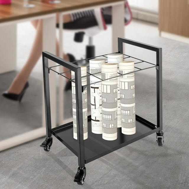 Blueprint Storage Rack Holder 12 Slots Roll File Holder Storage Cart W ...
