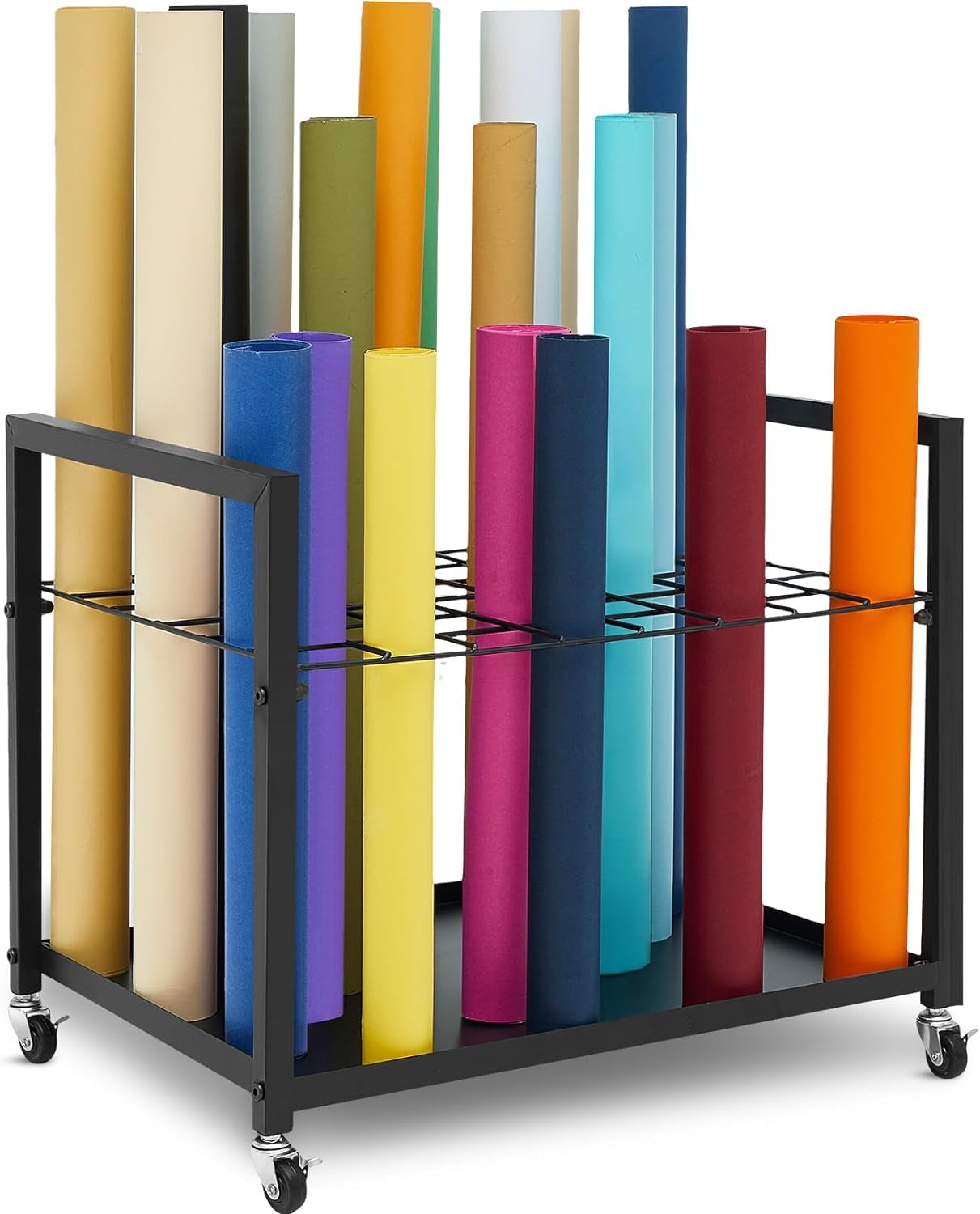 Blueprint Storage Rack Wire Roll File Holder with Wheels Metal ...