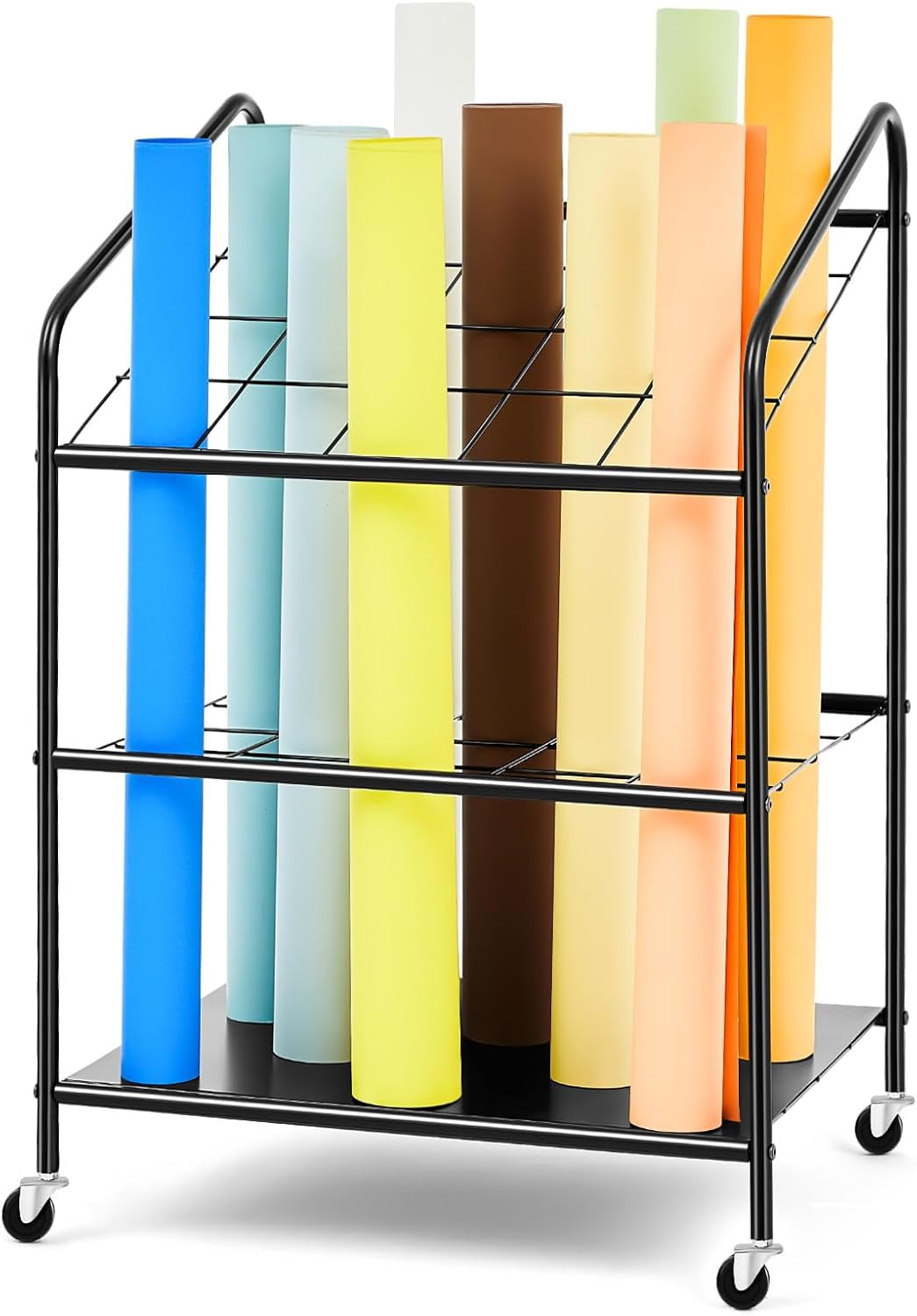 Blueprint Storage Rack Wire Roll File Holder with Wheels Metal ...
