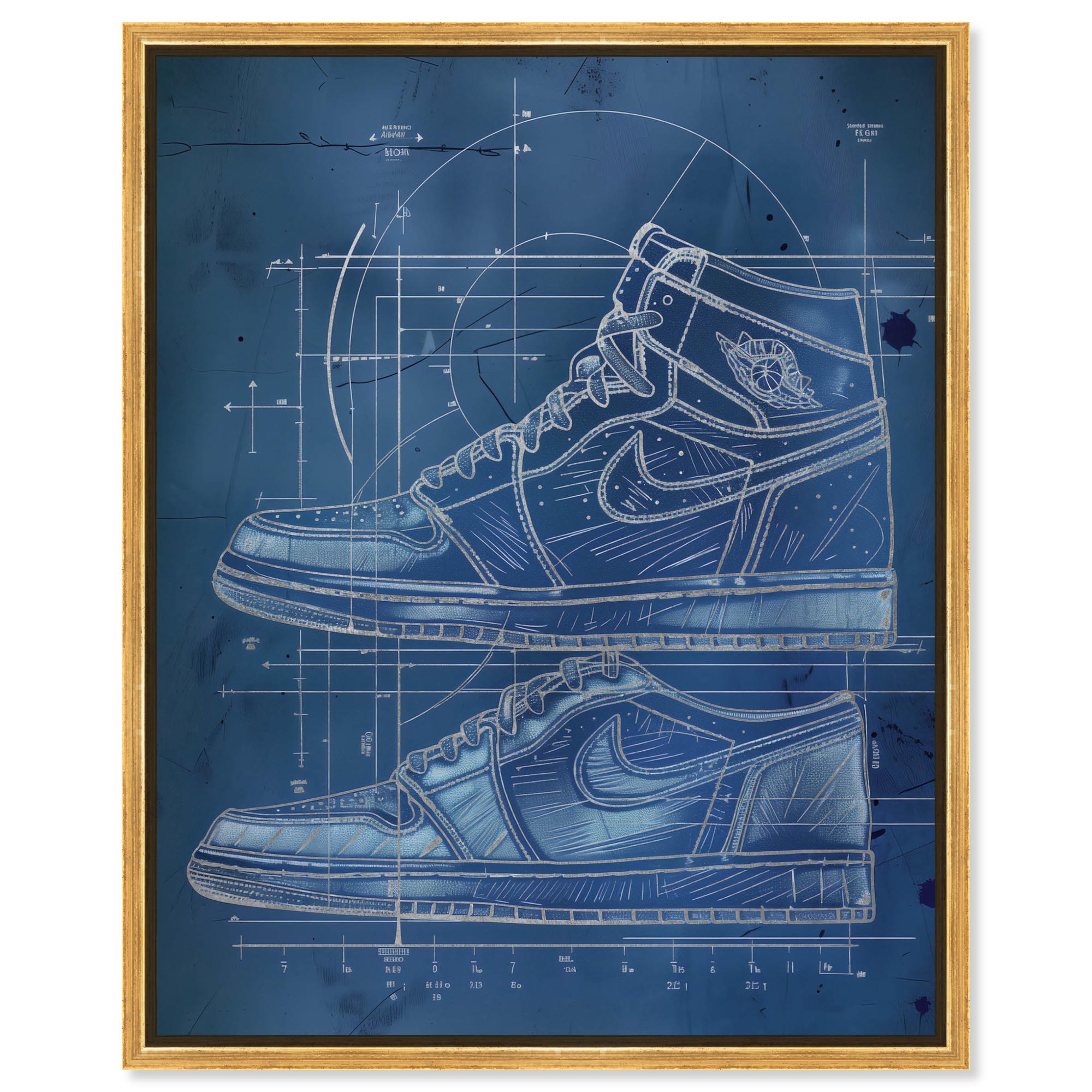Blueprint of Sneakers Canvas Trendy Sneaker Art by Art Remedy, Gold ...