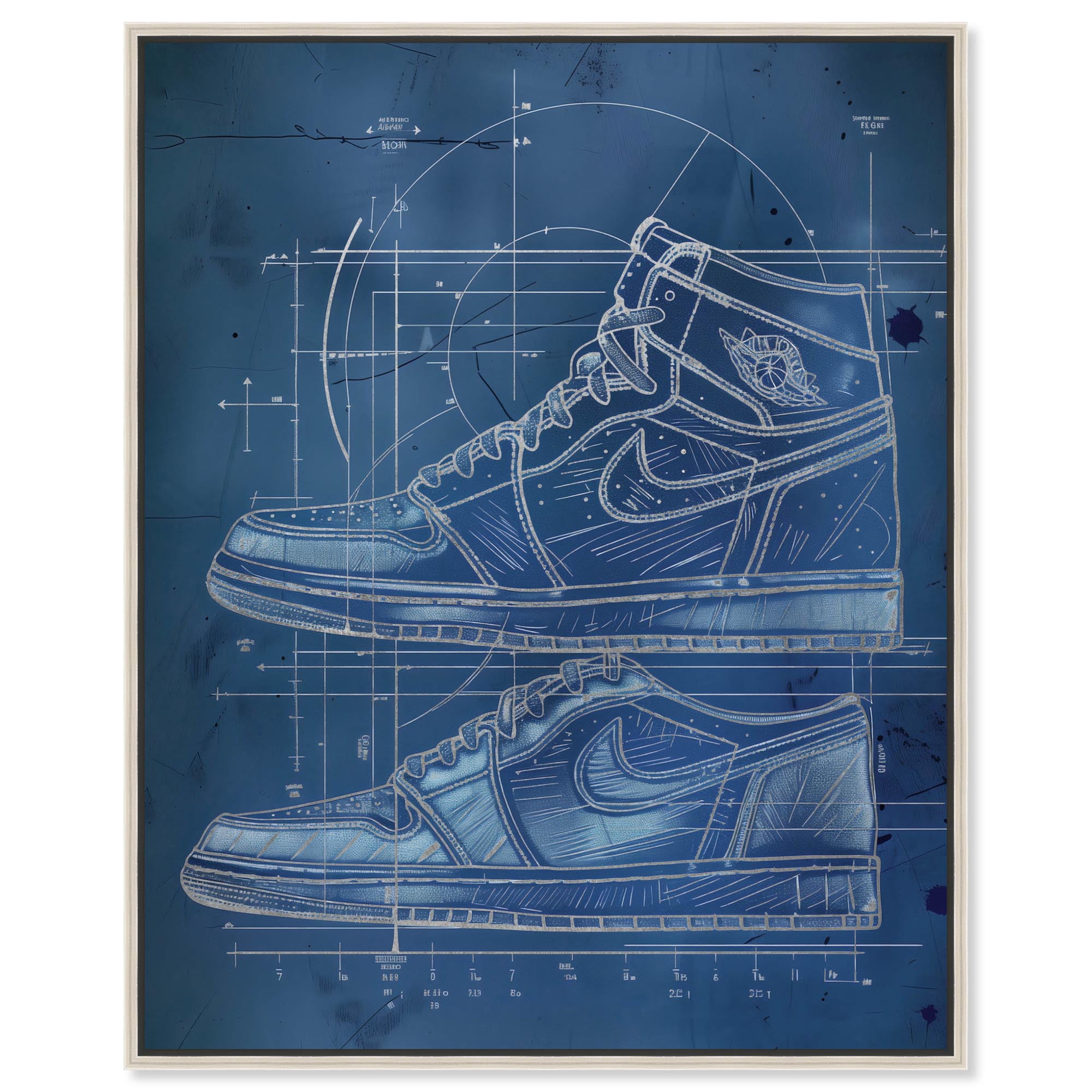 Blueprint of Sneakers Canvas Trendy Sneaker Art by Art Remedy, Silver ...