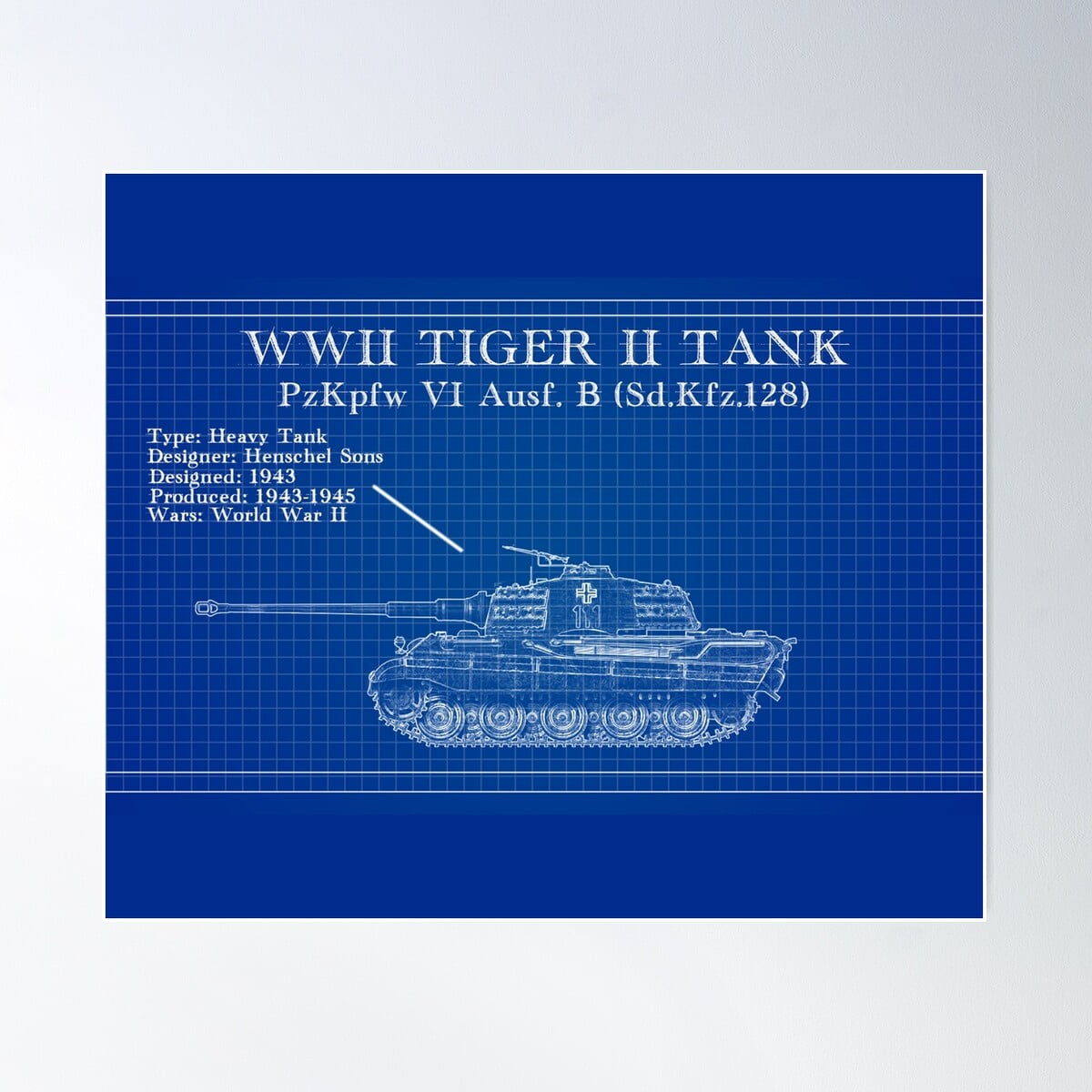 Blueprints German Tank World War 2 Poster Wall Art, Modern Wall Decor ...
