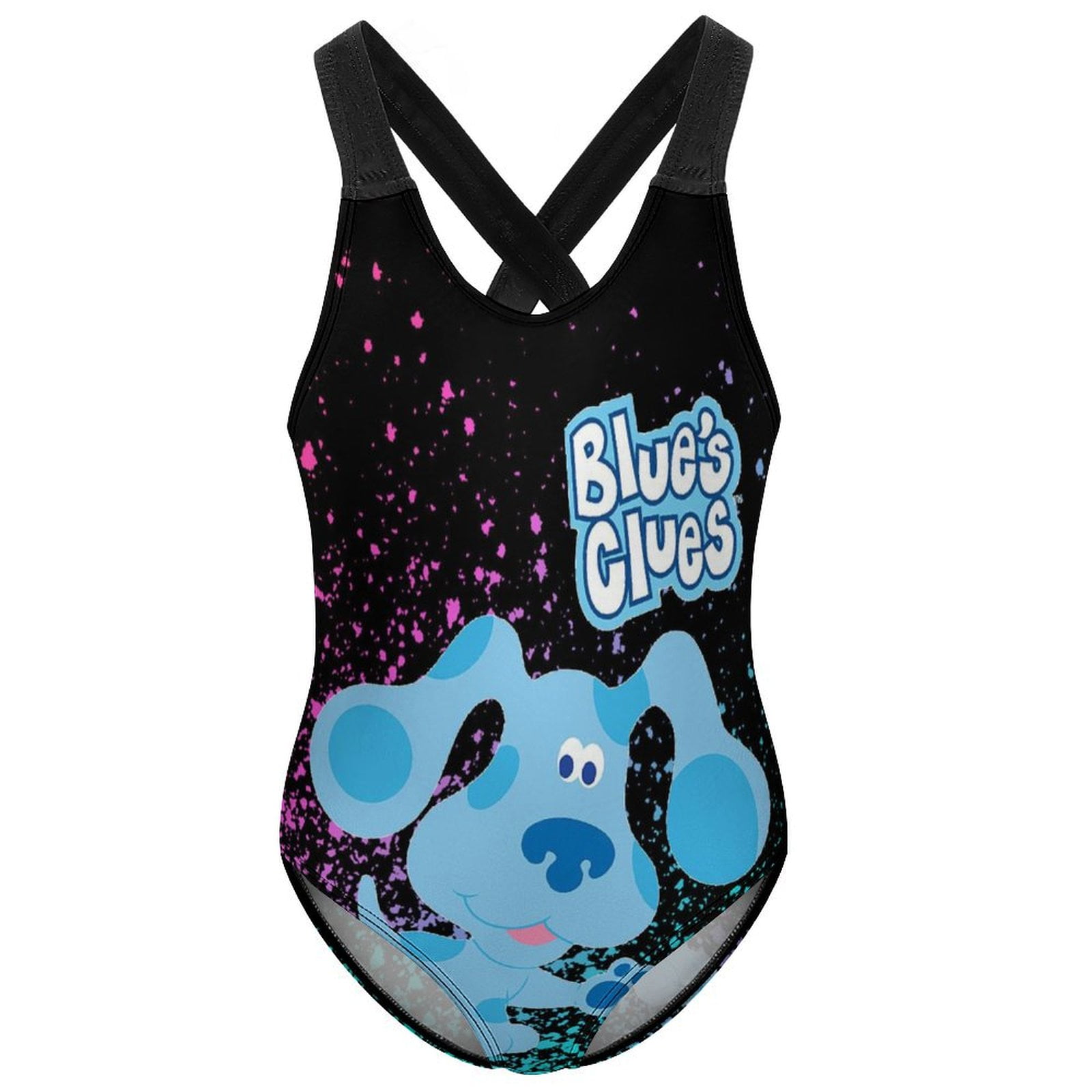 Blues Clu-e One Piece Swimsuit for Girls Crewneck Sleeveless Back Cross ...
