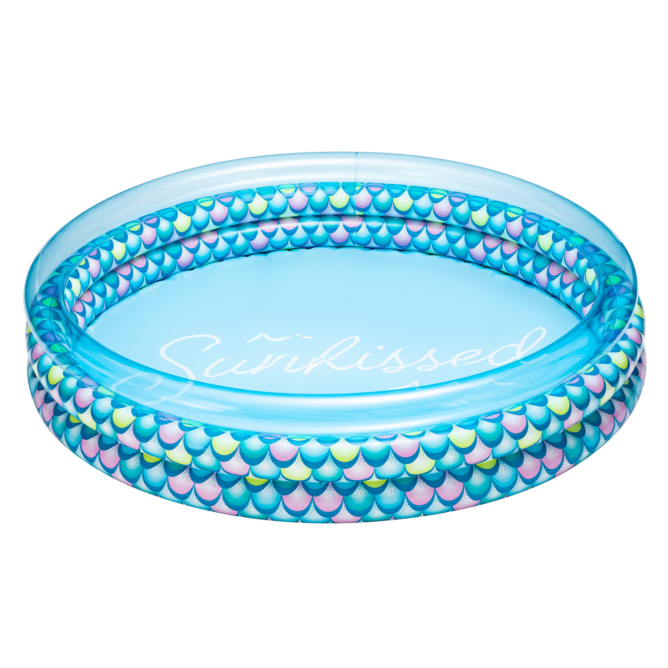 Bluescape Colorful Mermaid Print Inflatable 3-Ring Pool for Kids, Round ...