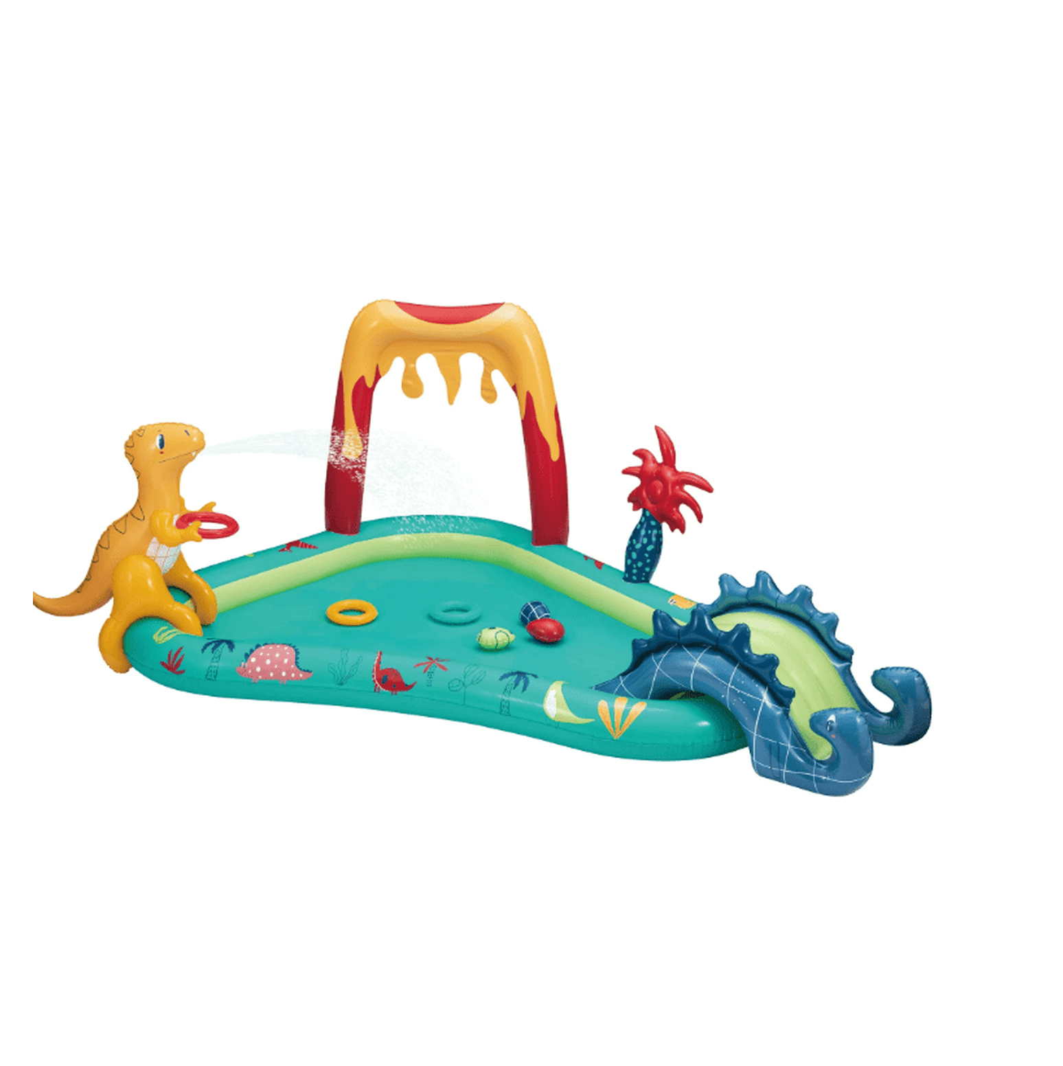 Bluescape Dino Inflatable Play Center, Kiddie Pool with Sprinkler, Toys ...