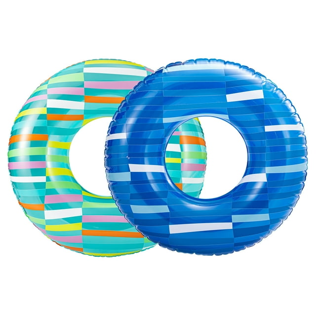 Bluescape Inflatable Swim Tube Pool Float, Green & Blue color, 2-Pack ...