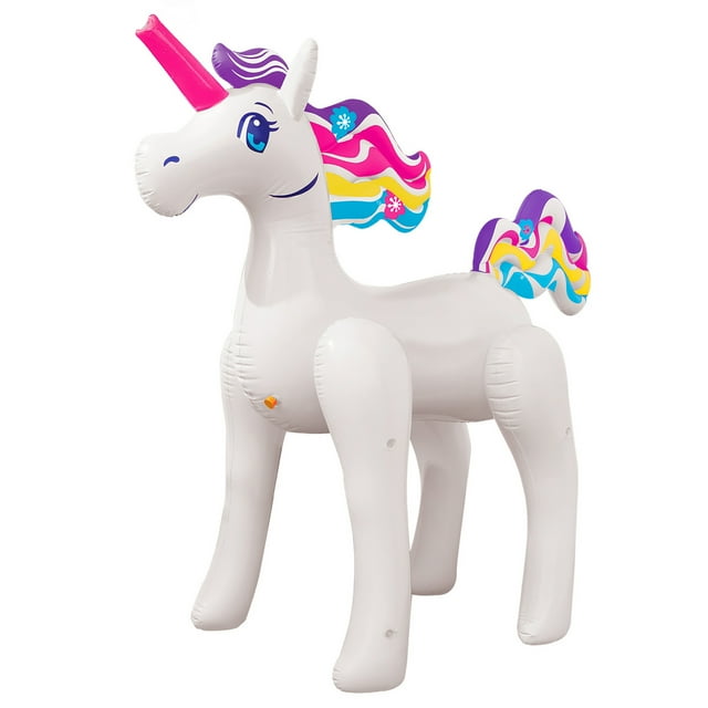 Bluescape Inflatable Unicorn Sprinkler White 5 feet Outdoor Kids Water ...