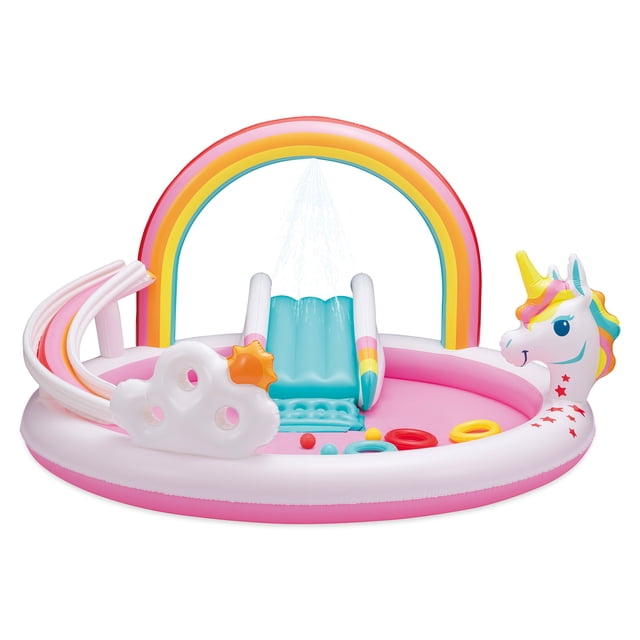 Bluescape Rainbow Unicorn Play Center, Inflatable Pool Game & Toys, Age ...