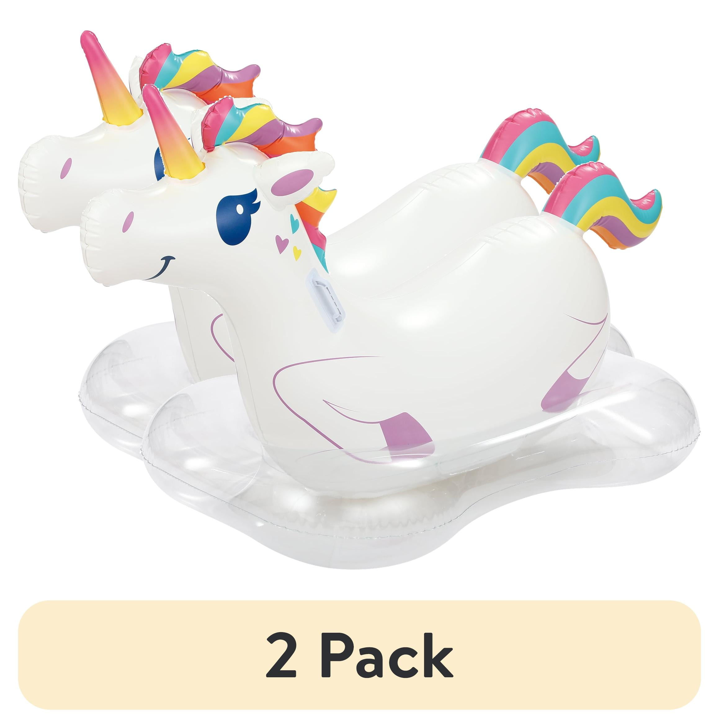 (2 pack) Bluescape White Unicorn Inflatable Water Ride-on Pool Float ...
