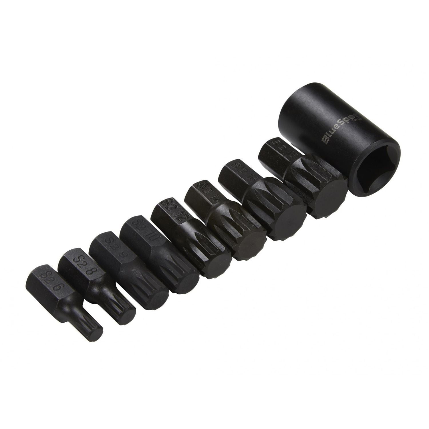 Bluespot Tools 1/2in Impact Spline Bit Set, 9 Piece - Walmart Business ...