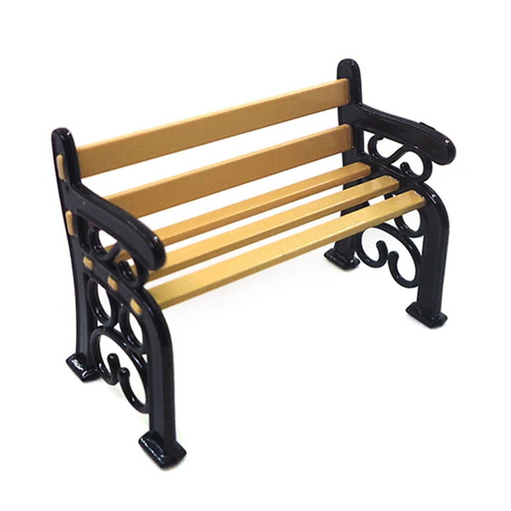 Bluethy 1/12 Miniature Park Seat Bench Model Craft Ornament DIY Fairy ...