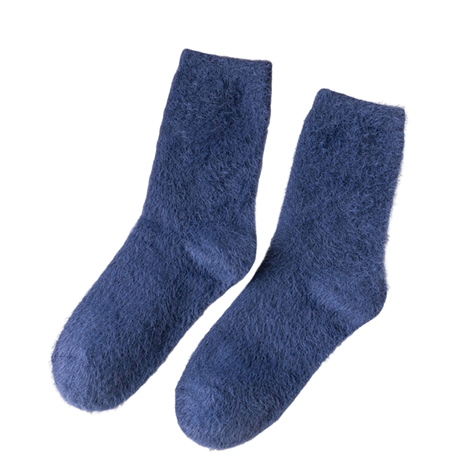 Bluethy 1 Pair Women Winter Socks Soft Bouncy Cozy Solid Color Thicken ...