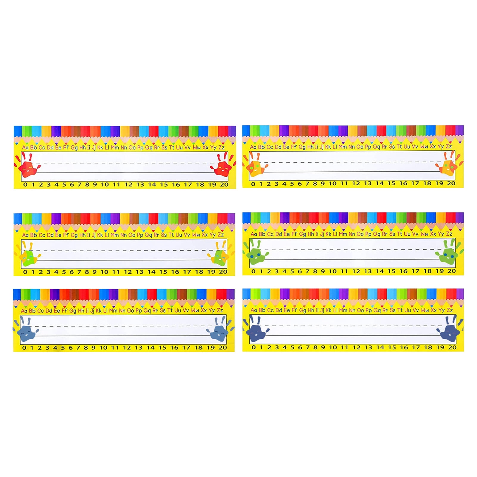Bluethy 1 Set Desk Name Tags with Alphabet Number Line 1-20 Tear ...