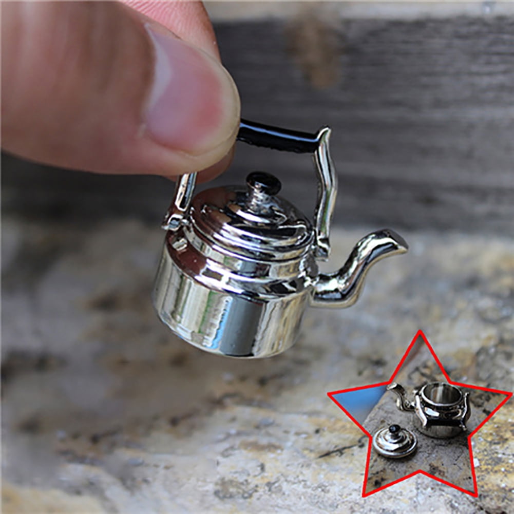 Bluethy 1Pc Dollhouse Miniature Alloy Mini Old Kettle Kitchen 1:12 1:6 ...