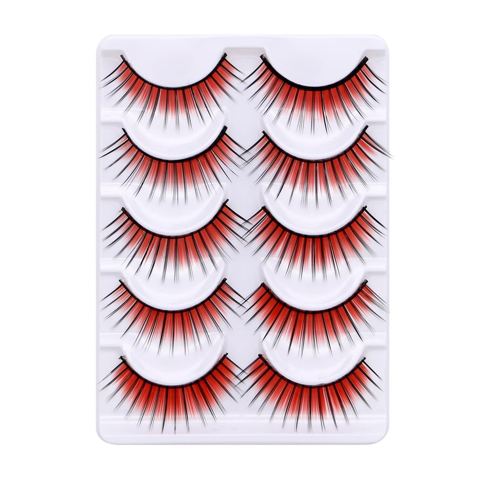 Bluethy 5Pairs Colorful Long Thick Fake Eye Lash Makeup Stage Party ...