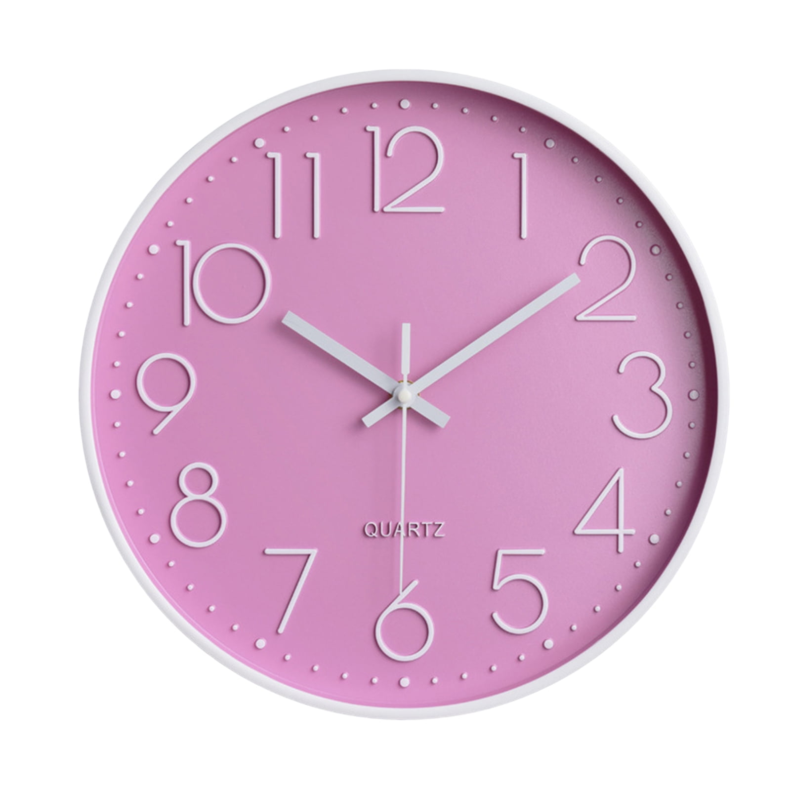 Bluethy 8 Inch Silent Wall Clock Embossed Scale Round Dial Pointer ...