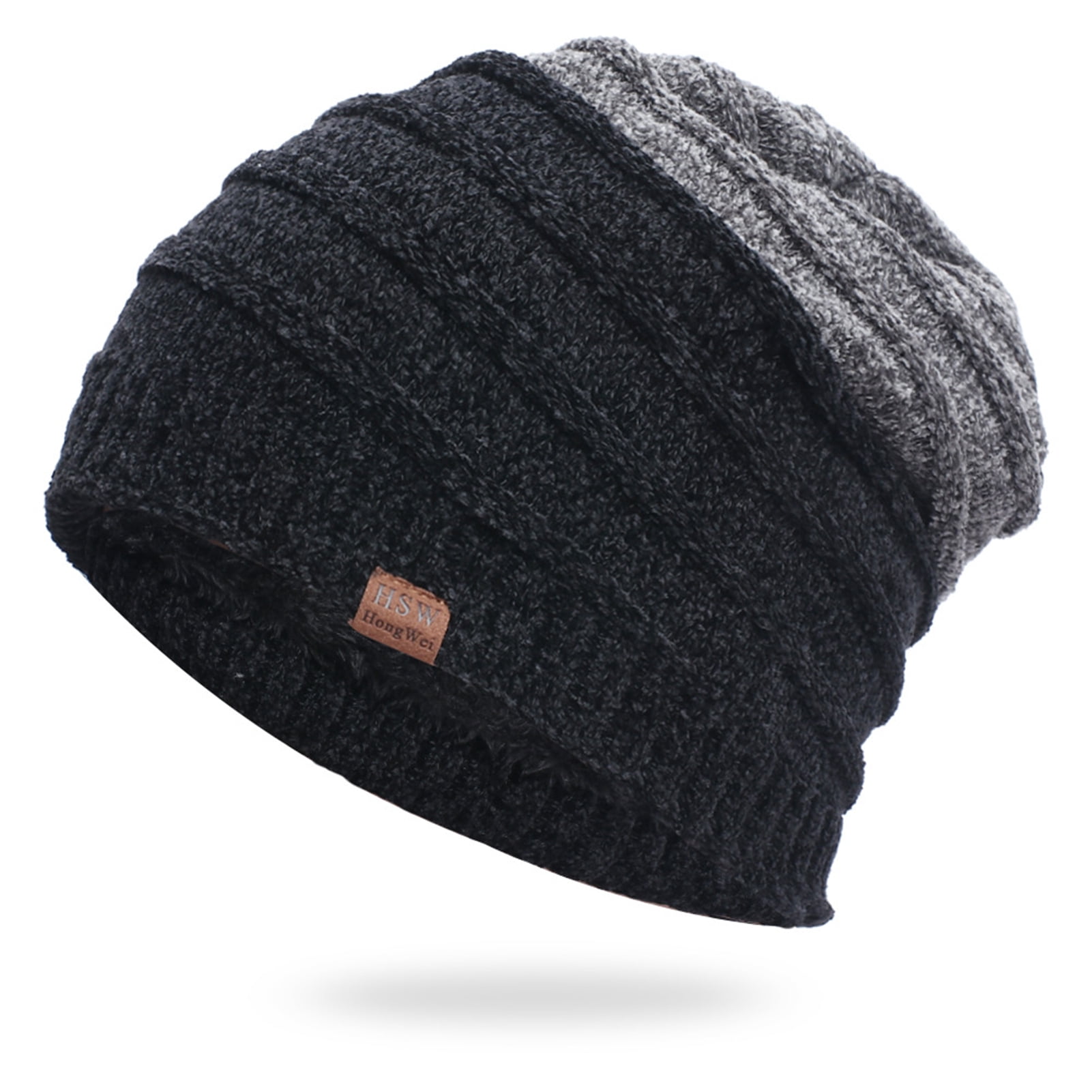 Bluethy Autumn Winter Men Hat Color Block No Brim Plush Lining Ear ...