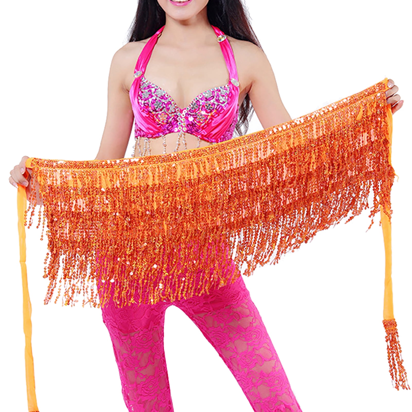 Bluethy Belly Skirt Sequins Decor Eye-catching Viscose Belly Dance Hip Scarf for Belly Dance ...