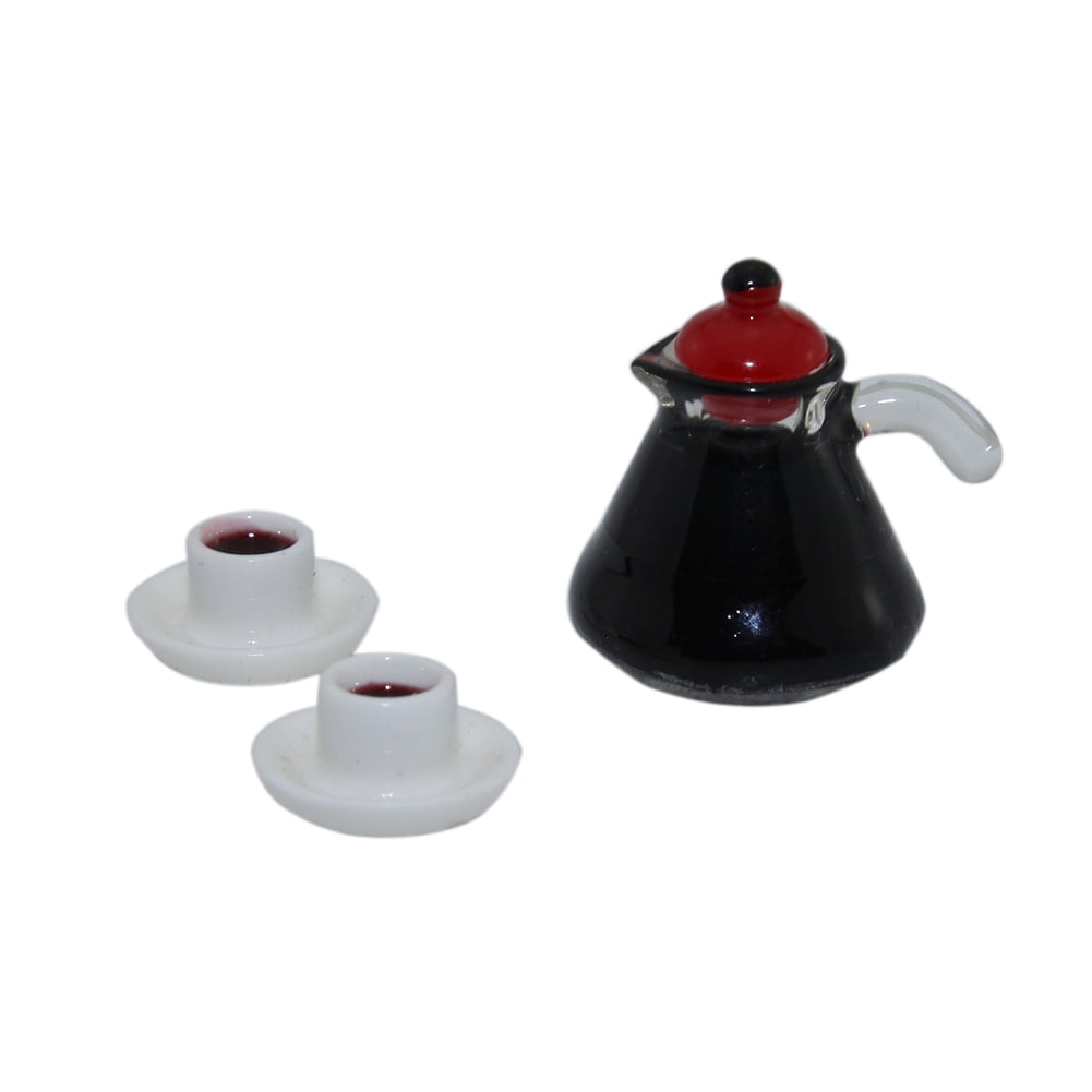 Bluethy Cute Mini Coffee Pot Model Dollhouse Miniature Kids Toy Doll ...