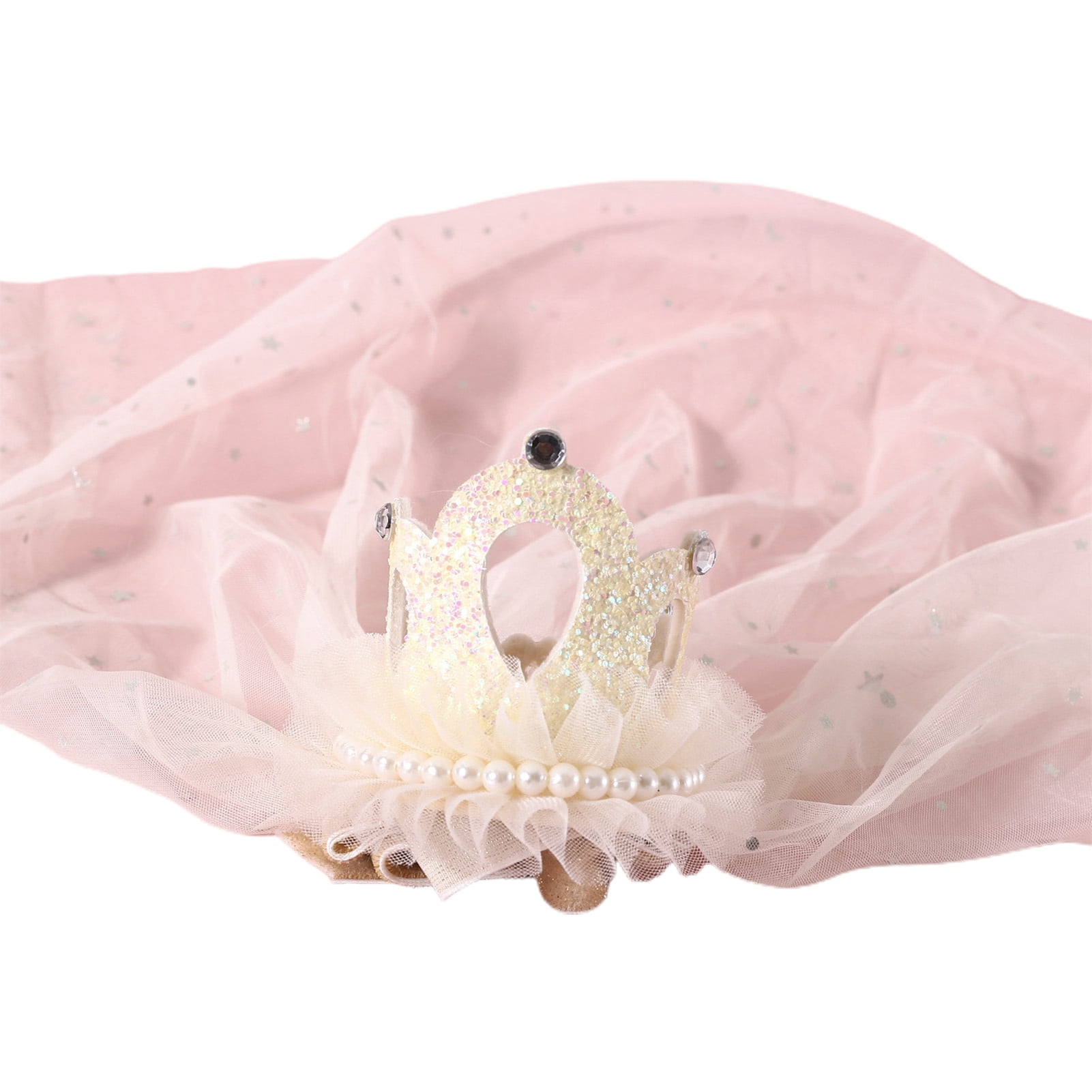 Bluethy Dog Wedding Veil Mesh Sequins Fake Pearl Pet Dog Cat Crown ...