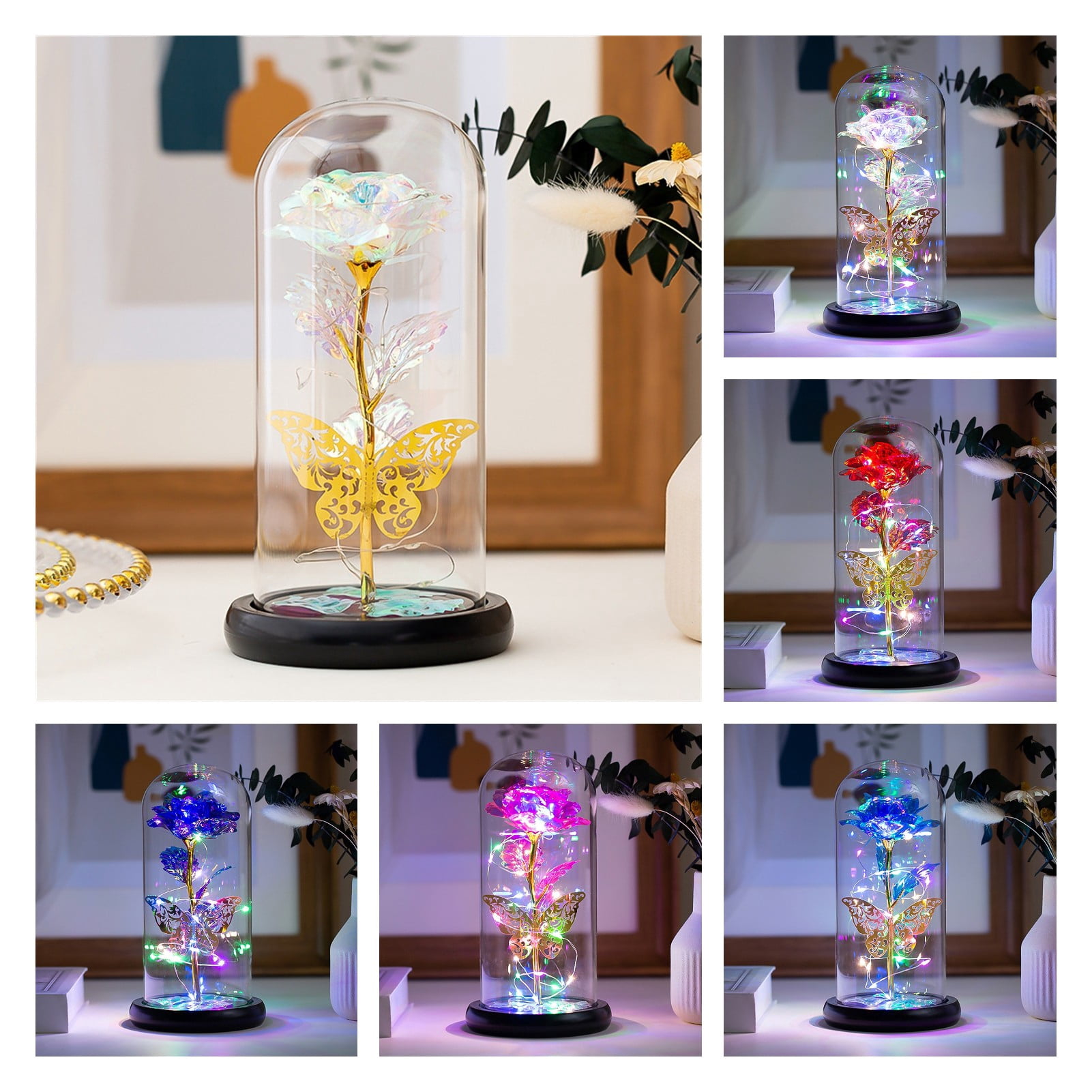 Bluethy Eternal Rose Flower with LED Light, Romantic Attractive with ...