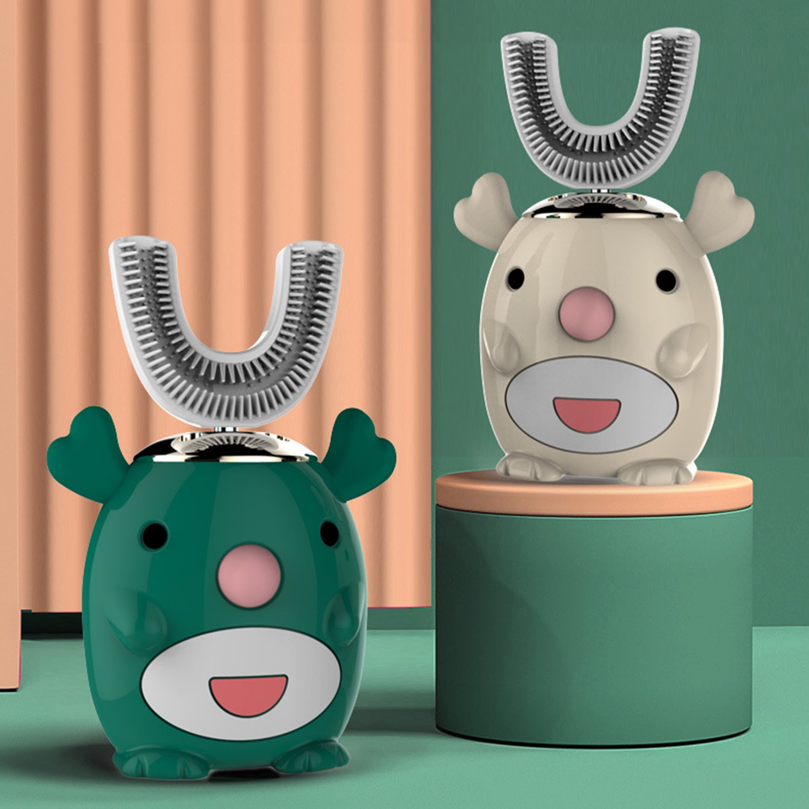 Bluethy Kids Ultrasonic Toothbrush U-Shaped Head Cartoon Design Mini ...