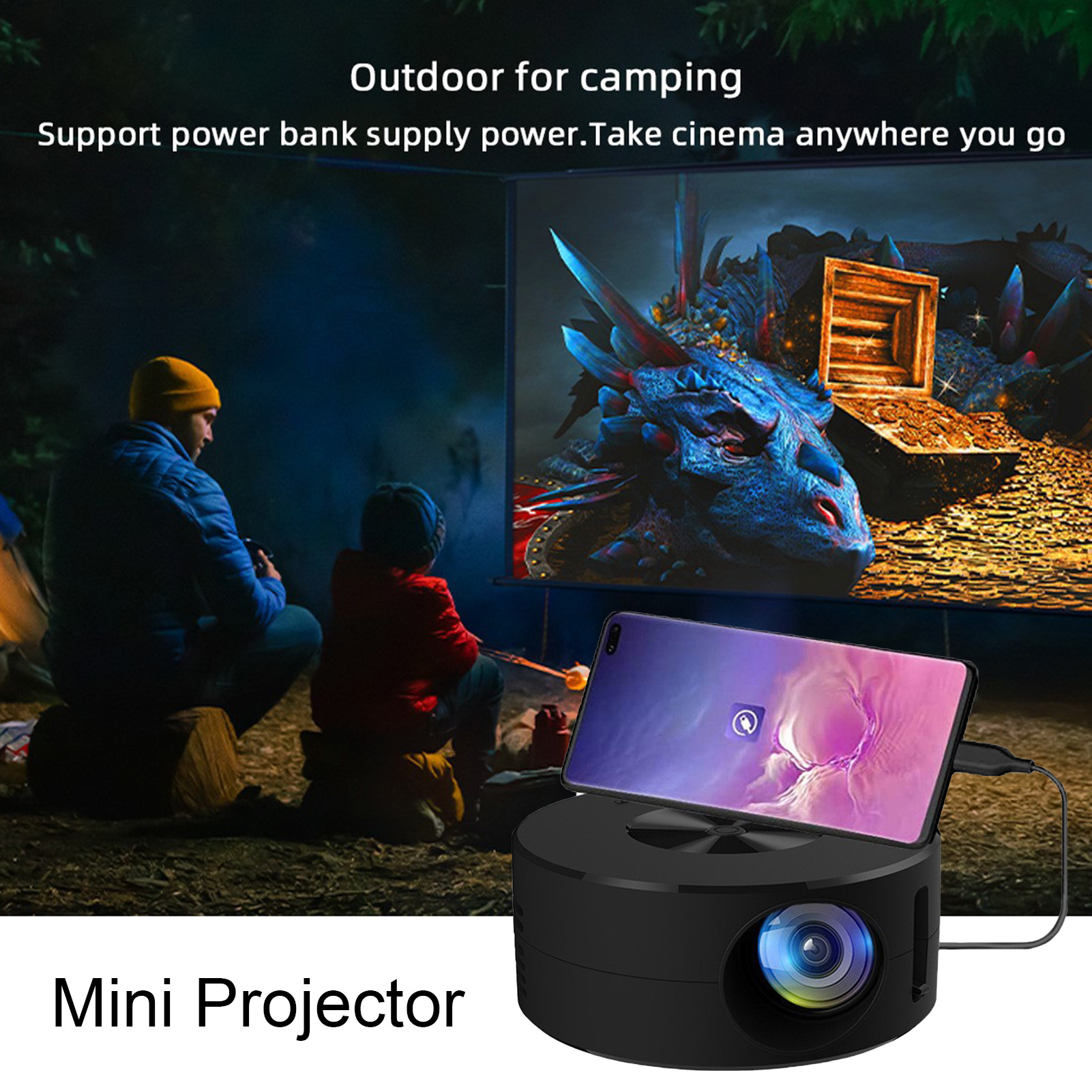 Bluethy Mini LED Projector Wired Multiple Interfaces Built-in Speaker ...