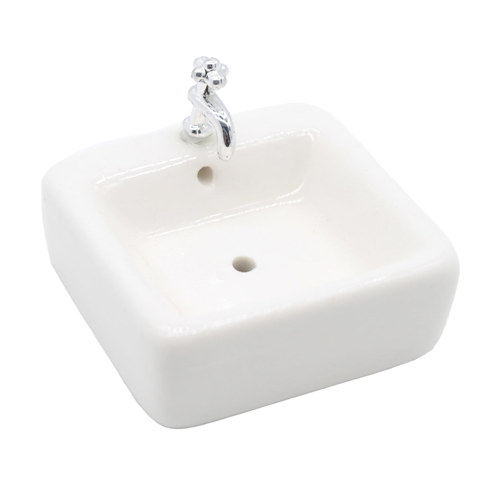 Bluethy Mini Washbasin Classic Pretend Toy Ceramic Bathroom Scene 1/12 ...
