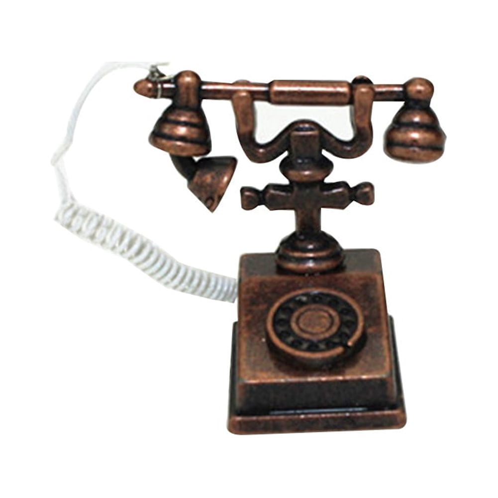 Bluethy Miniature Retro Rotary Telephone Dollhouse Decoration ...