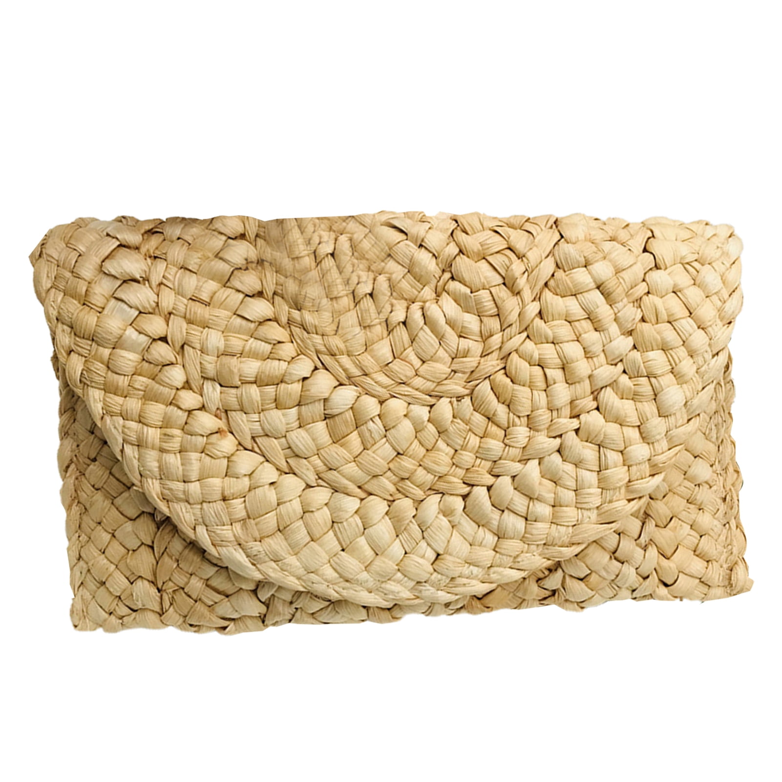 Bluethy Straw Clutch Handmade Woven Solid Color Casual Large Capacity ...