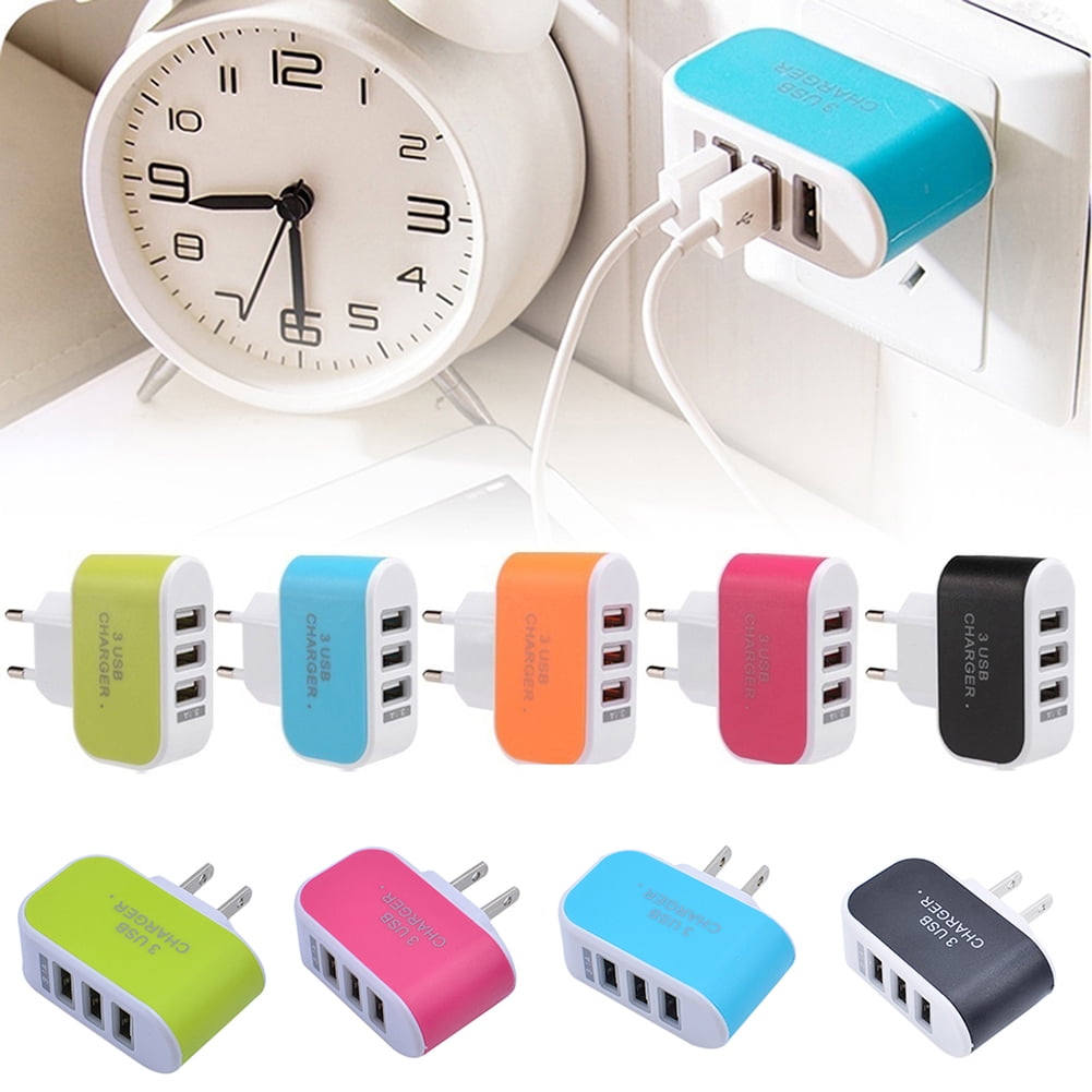 Bluethy USB Charger Adapter with 3 USB Ports Home Travel Wall Plug-in ...
