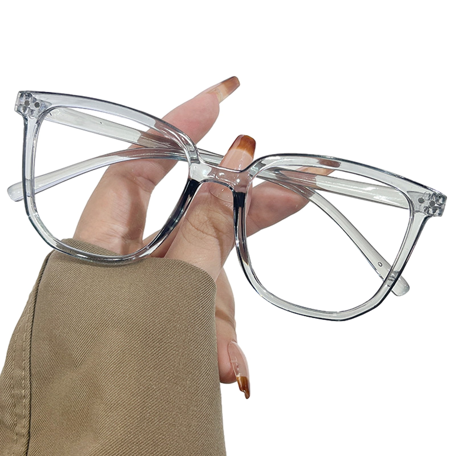 Bluethy Unisex Blue Light Blocking Glasses Retro Large Oval Frame Clear ...