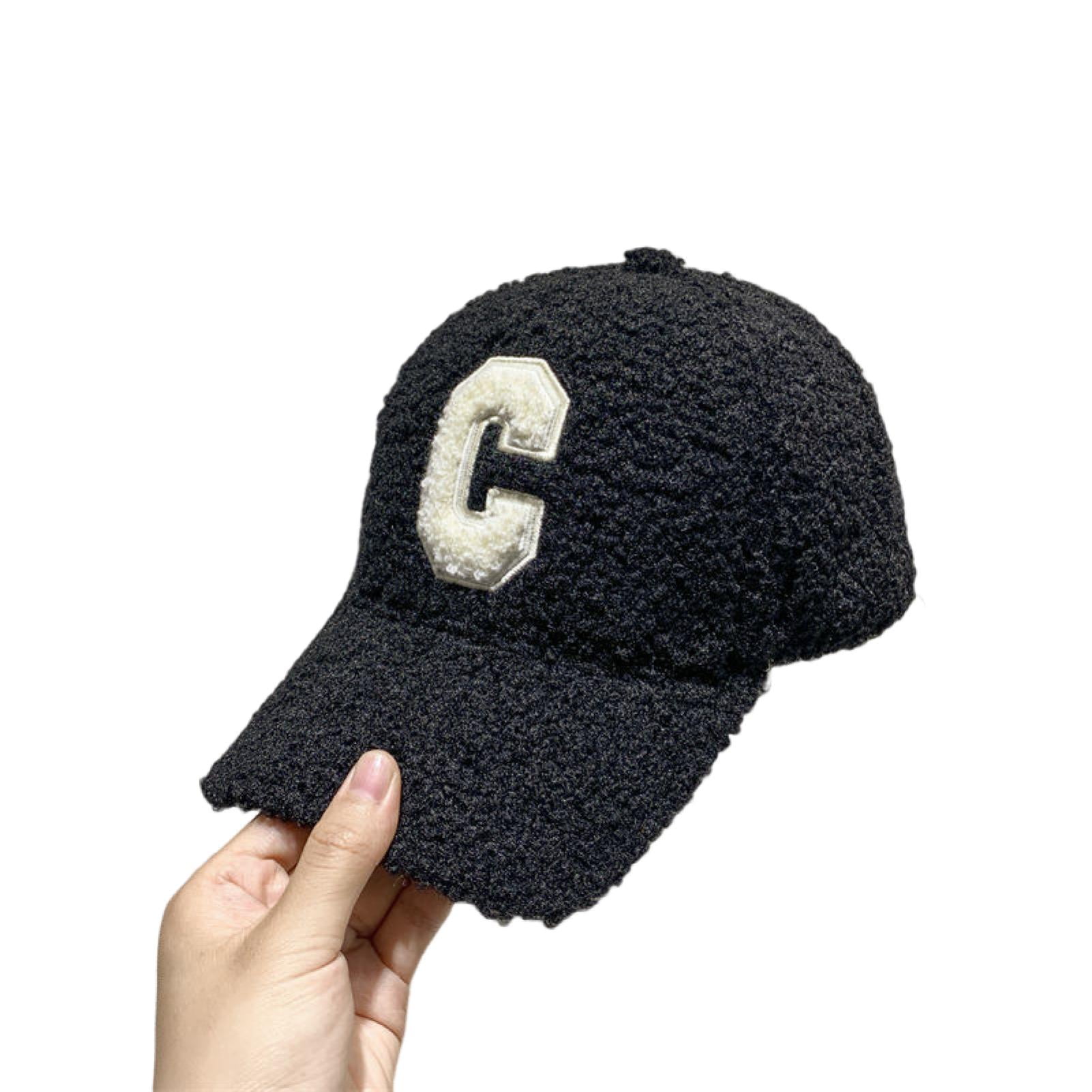 Bluethy Winter Imitation Lambswool Baseball Hat Women C letter Print ...