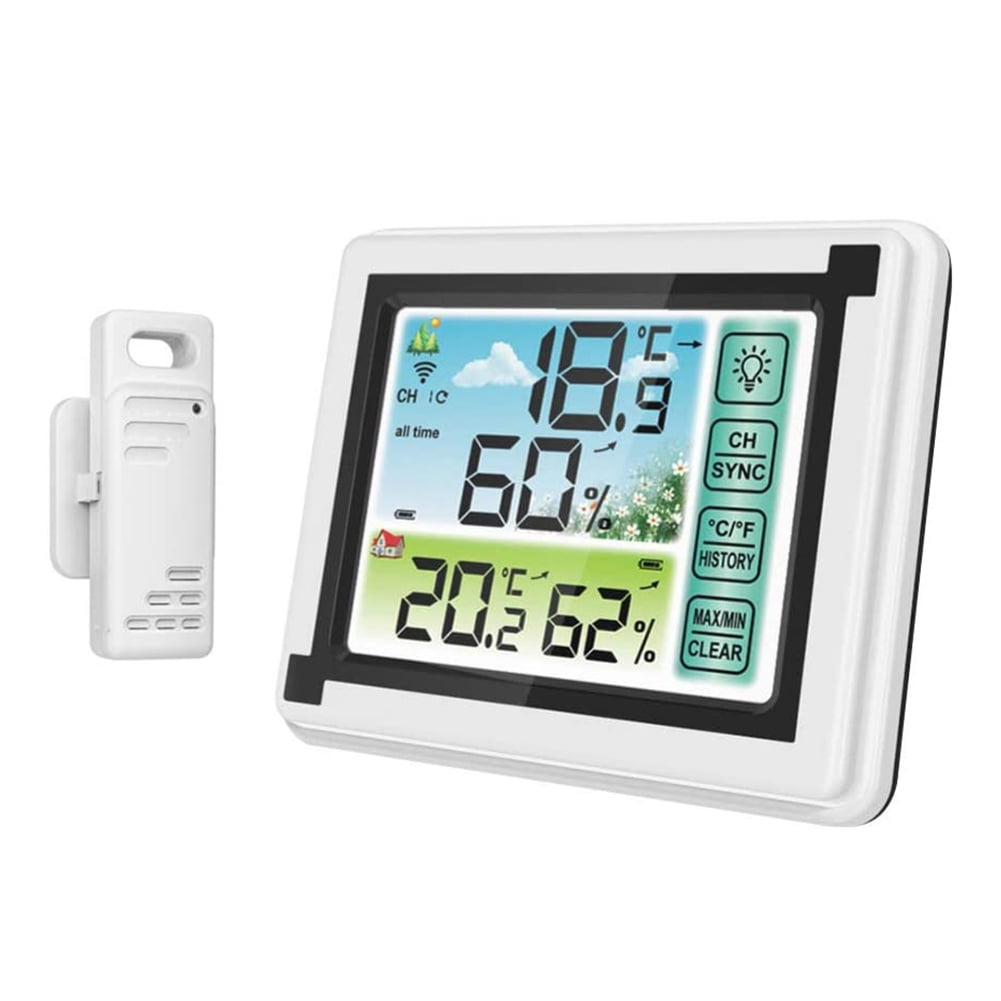 Bluethy Wireless Color Screen Indoor Outdoor Temperature Humidity ...