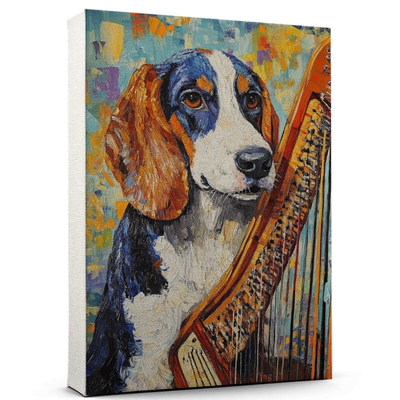 Bluetick Coonhound Dog Stretched Canvas Size 8x12 Harp Canvas – Cute ...