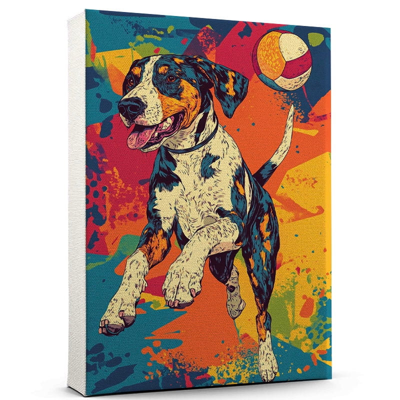 Bluetick Coonhound Dog Volleyball Art Stretched Canvas Size 8x12 ...
