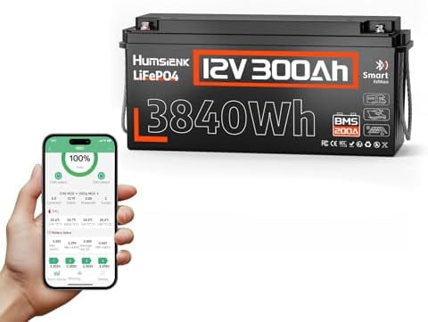 Bluetooth 12V 300Ah Battery LiFePO4 Lithium Built-in 200A BMS, 15000 ...