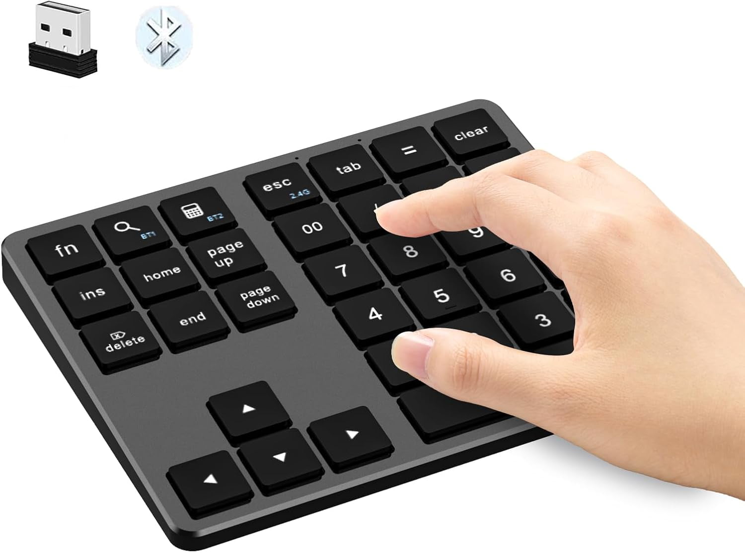 Bluetooth & 2.4G Number Pad, Rechargeable Wireless Numeric Keypad, Slim ...