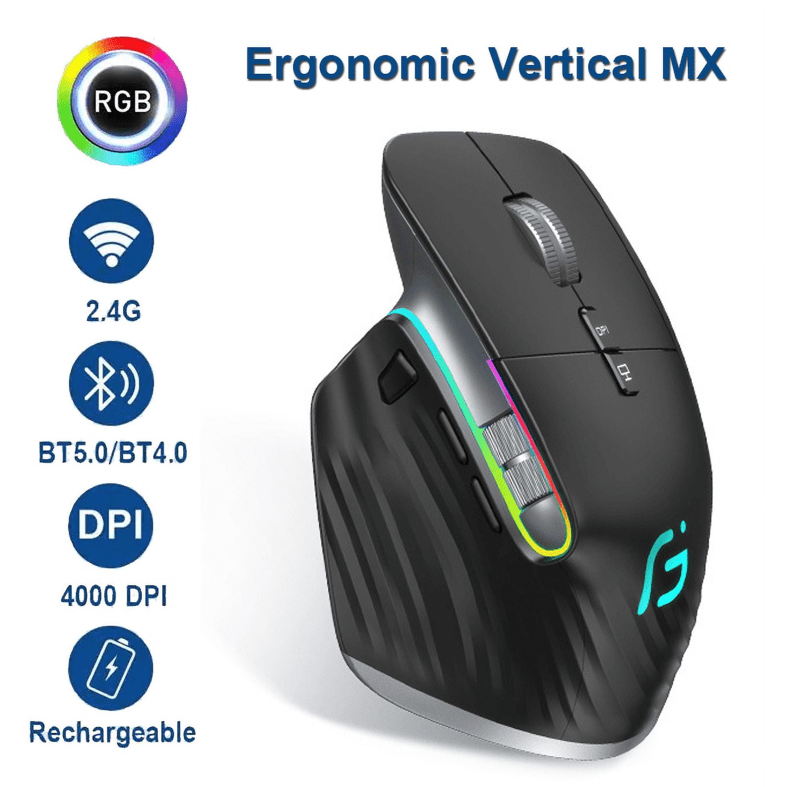 Bluetooth 2.4G Tri-Mode Mouse Vertical M10 Wireless Macro Programmable ...