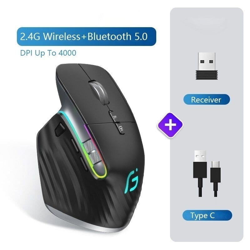 Bluetooth +2.4G Wireless Mouse Rechargeable 12 Colors RGB LED Gaming ...