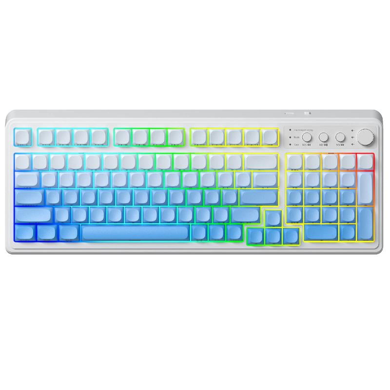 Bluetooth/2.4GHz/USB-C Cute Cream Gaming Keyboard with Numeric Keypad ...