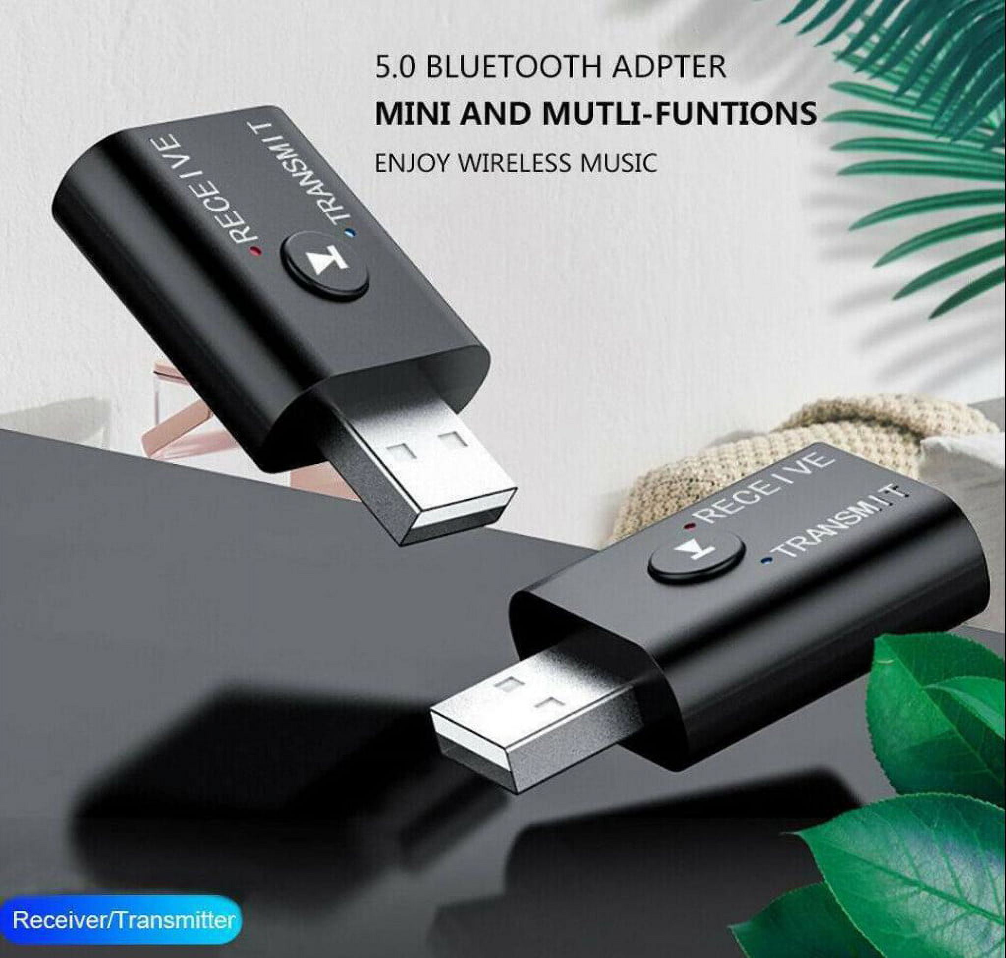 Bluetooth 5.0 Audio Transmitter Receiver Adapter for TV PC Car AUX USB ...