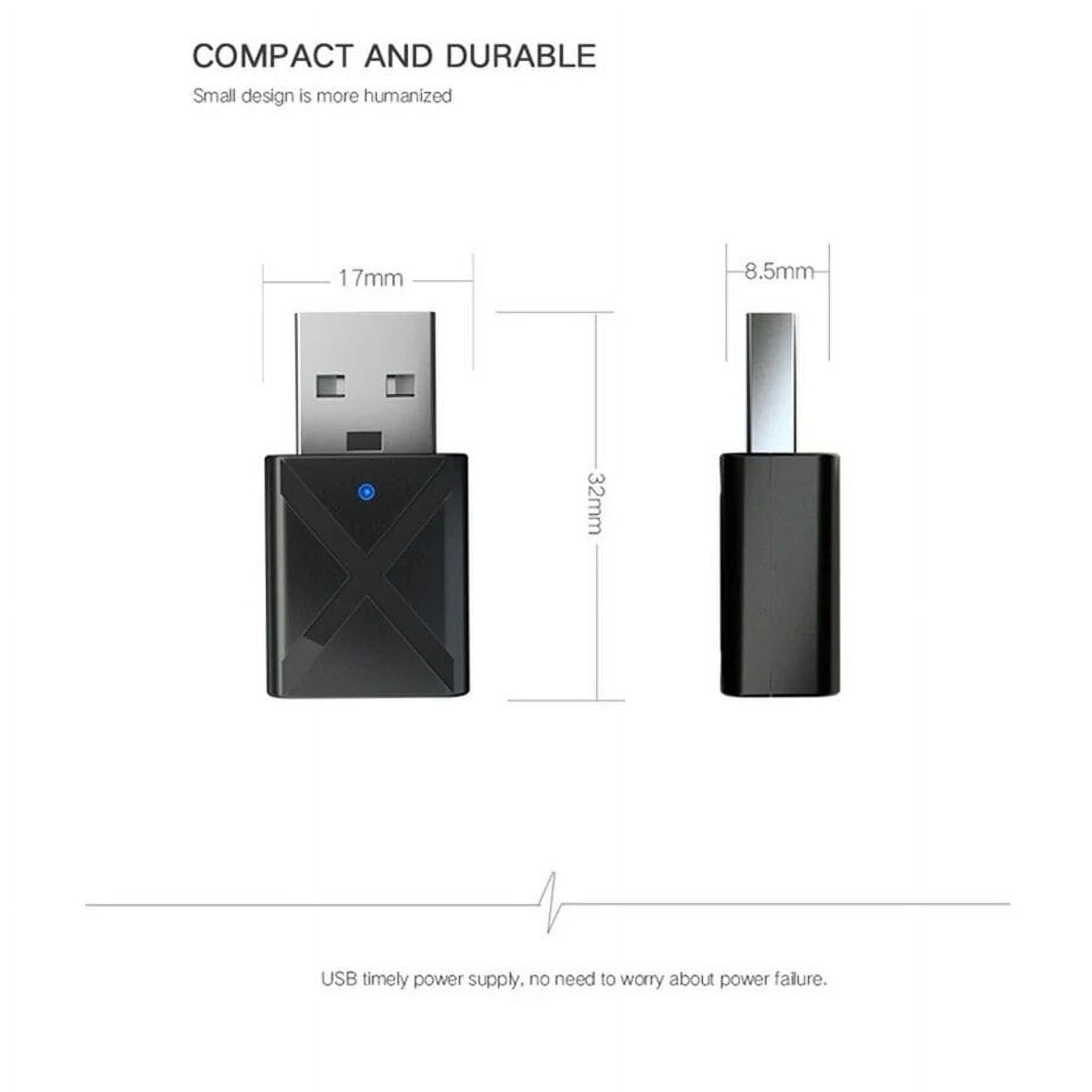 Bluetooth 5.0 Audio Transmitter Receiver Mini USB 3.5mm AUX Jack Stereo ...