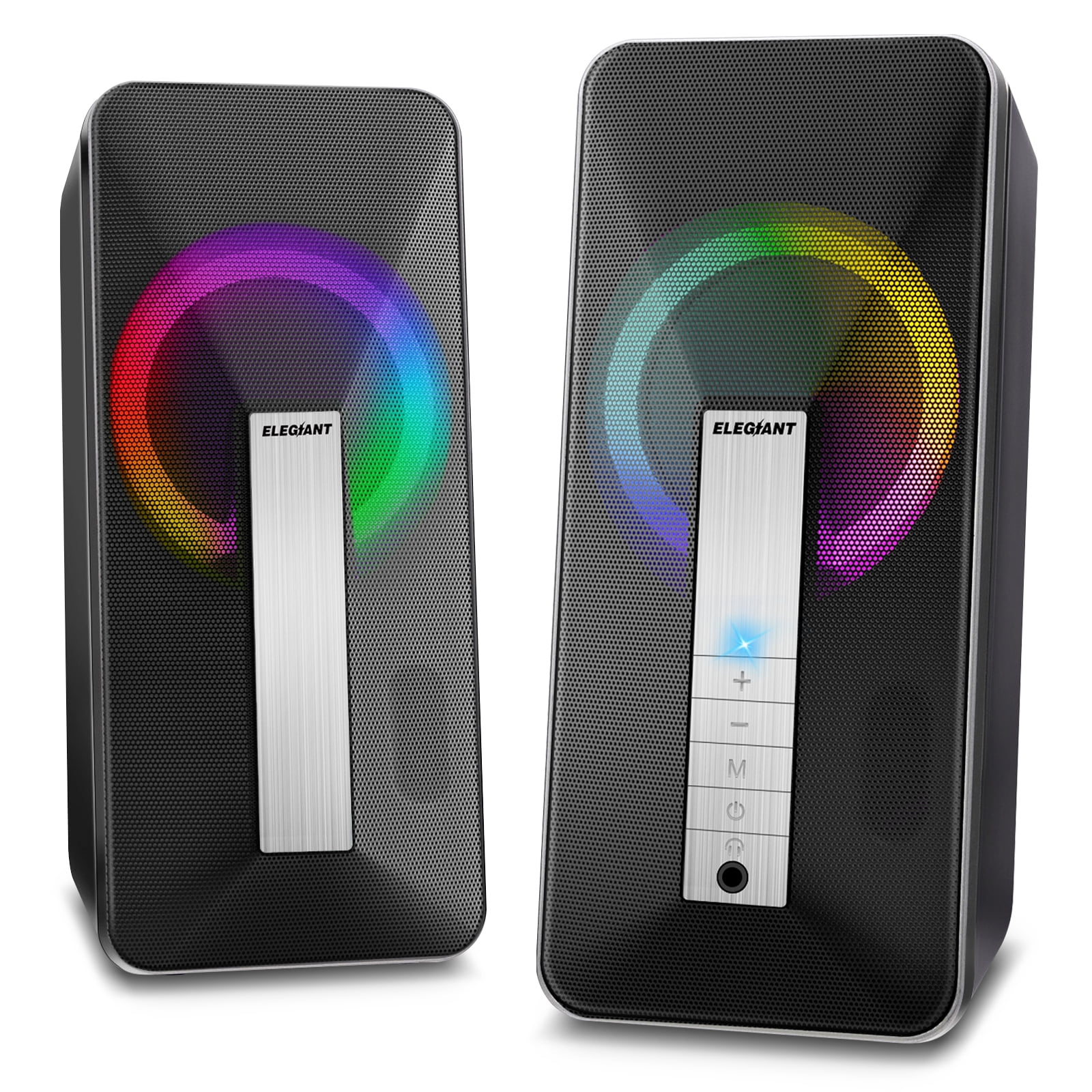 SR300 Bluetooth 5.0 LED USB Gaming Speakers with AUX in & Headphone ...