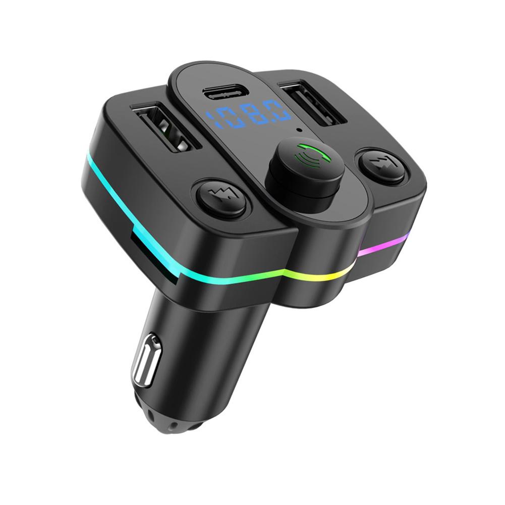 Bluetooth 5.0 FM Transmitter,PD USB-C + Dual USB,Ambient Ring & Hands ...